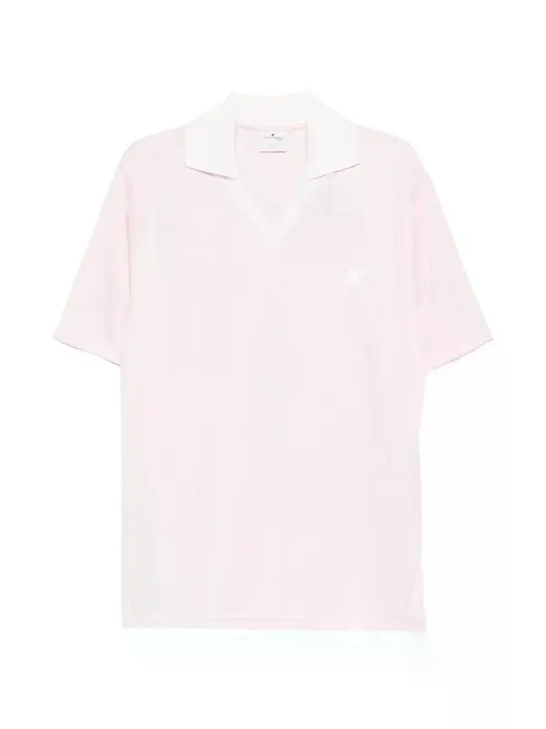 COURREGES Logo-embroidered V-neck T-shirt - Pink