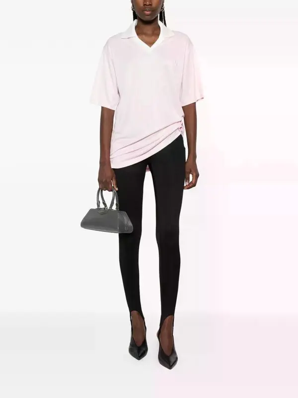 COURREGES Logo-embroidered V-neck T-shirt - Pink