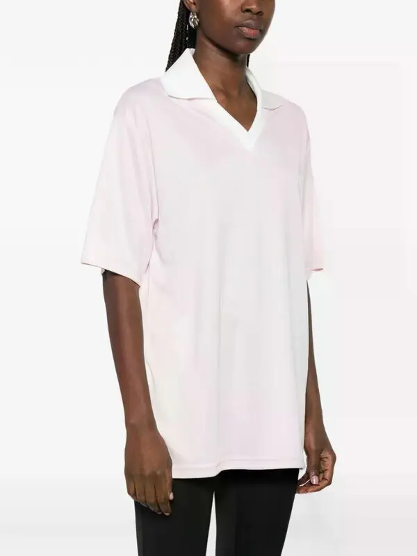 COURREGES Logo-embroidered V-neck T-shirt - Pink