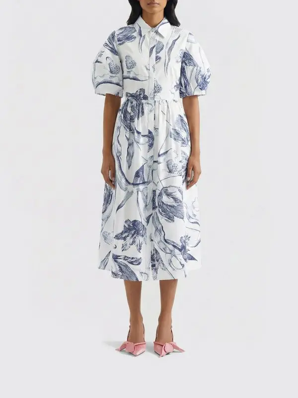 Erdem Floral Print Midi Shirt Dress - White