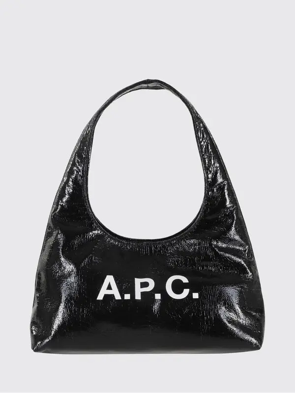 A.p.c. Patent Leather Shoulder Bag - Black