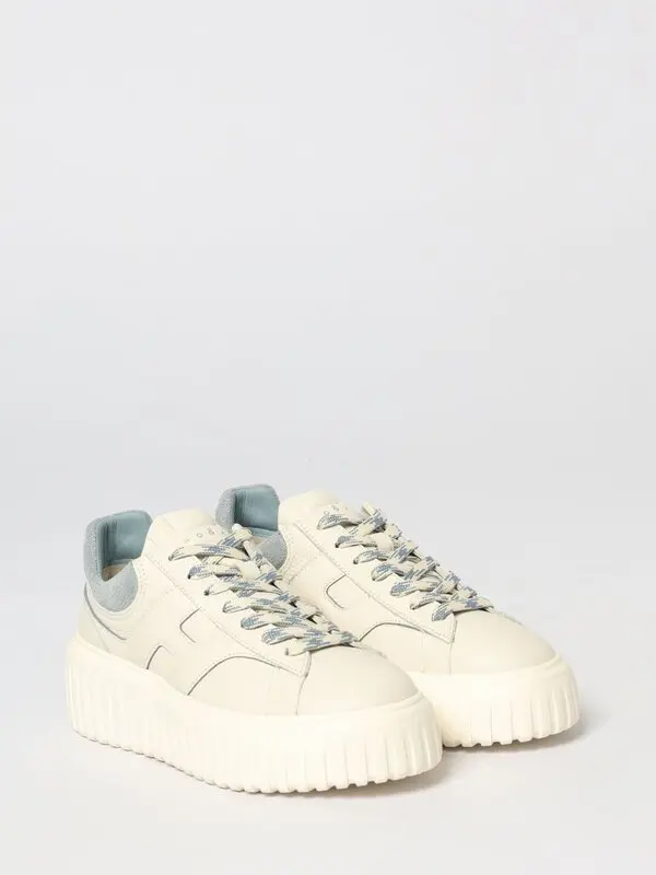 Hogan H-stripes Hammered Leather Sneakers - Gnawed Blue