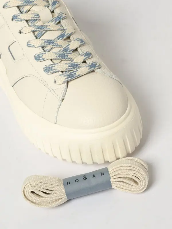 Hogan H-stripes Hammered Leather Sneakers - Gnawed Blue