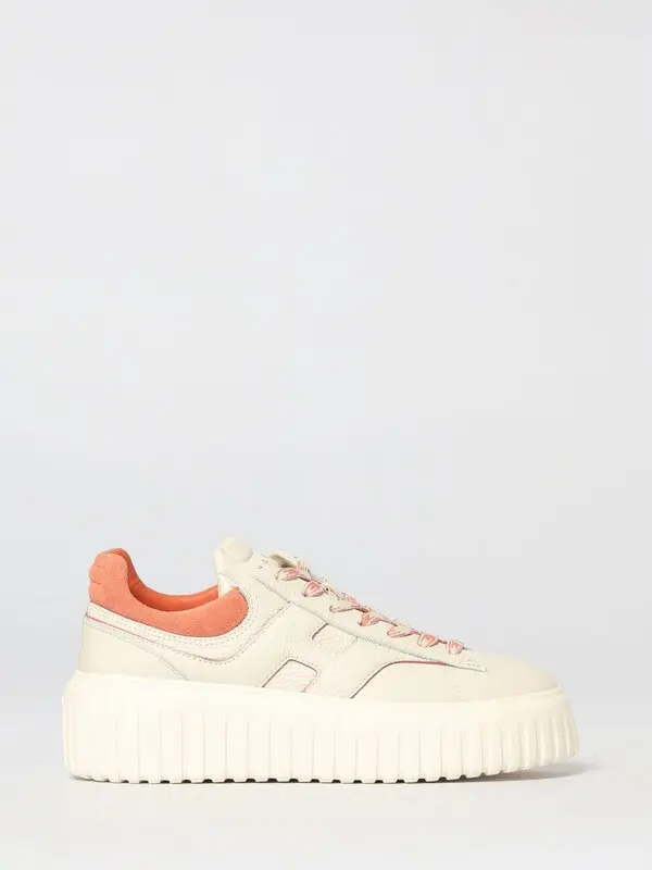 Hogan H-stripes Hammered Leather Sneakers - Orange