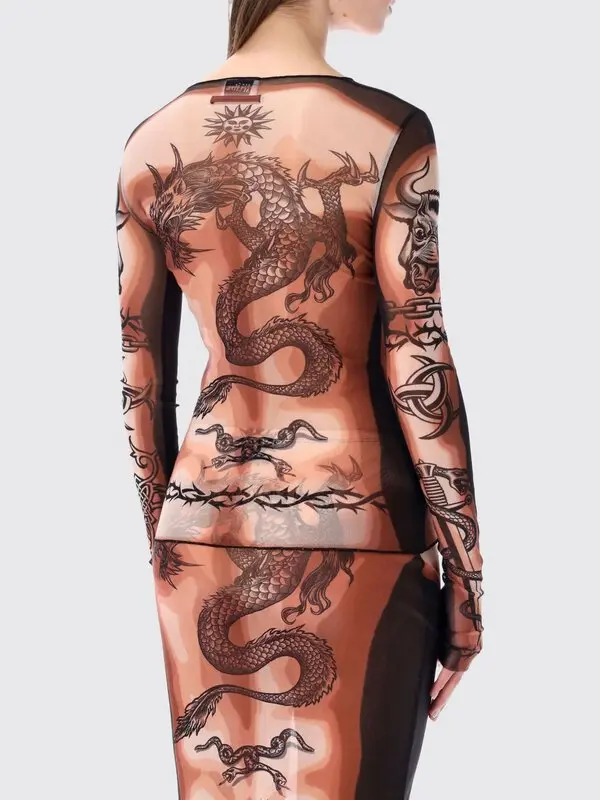 JEAN PAUL GAULTIER Re-edition "safe Sex" Tattoo Tulle Top - Multicolor