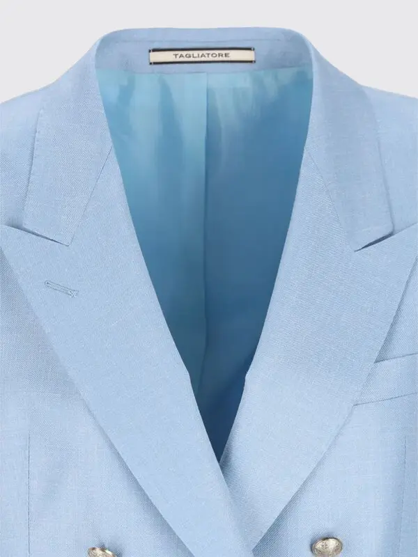 Tagliatore Double Breasted Blazer In Virgin Wool Blend - Blue
