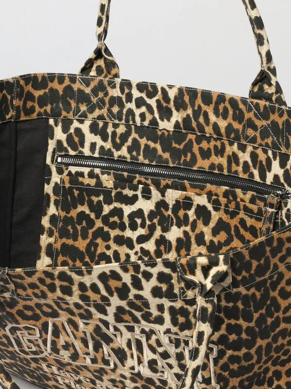 GANNI Recycled Cotton Animal Print Tote Bag