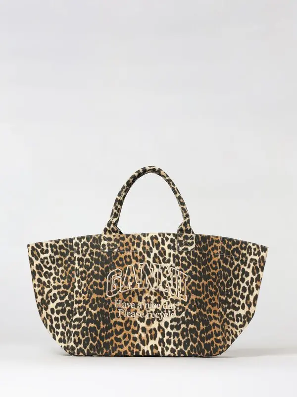 GANNI Leopard Print Tote Bag - Brown