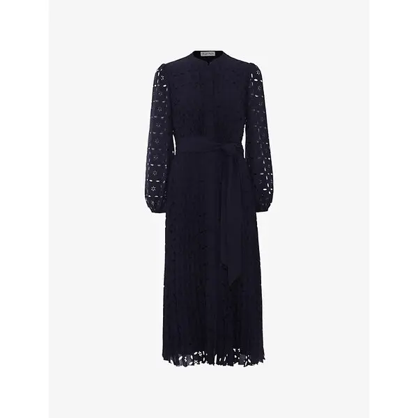 PHASE EIGHT Marina Cut-out Pleated Woven Midi Dress