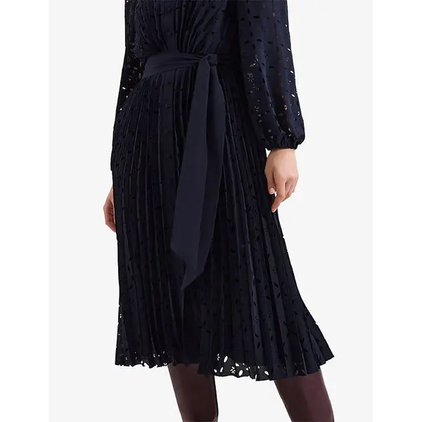 PHASE EIGHT Marina Cut-out Pleated Woven Midi Dress