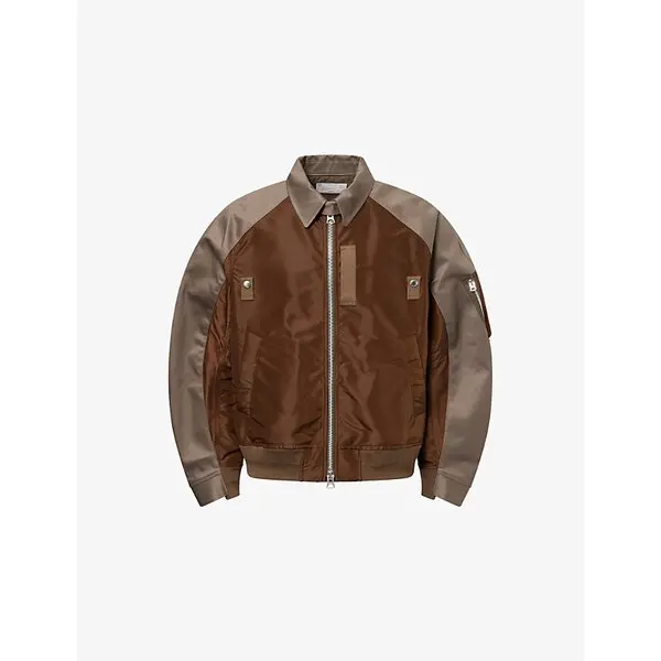 Sacai Contrast Cotton-blend And Nylon Jacket