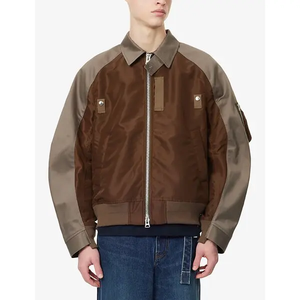 Sacai Contrast Cotton-blend And Nylon Jacket