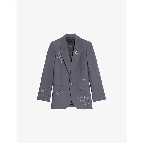 Zadig&Voltaire Rhinestone-embellished Stretch-woven Blazer - Anthracite