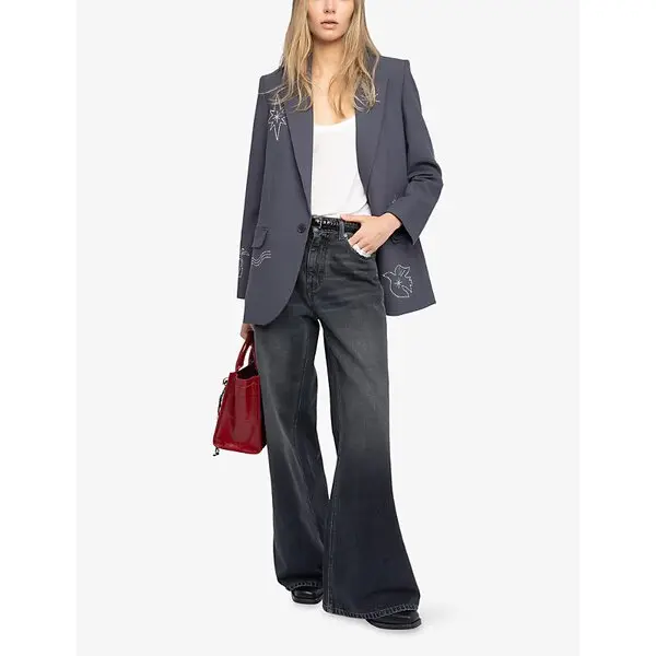 Zadig&Voltaire Rhinestone-embellished Stretch-woven Blazer - Anthracite