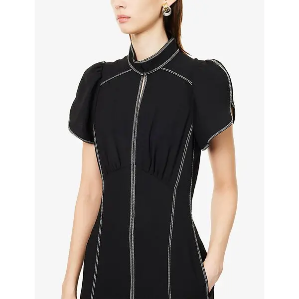 knee length dresses for ladies Shona Joy Clemence High Neck Midi Dress Black Size 12