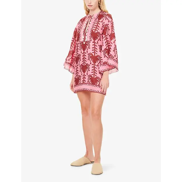 Johanna Ortiz Wild Savannah Printed Linen Tunic Dress - Pink/Cheery |  Editorialist