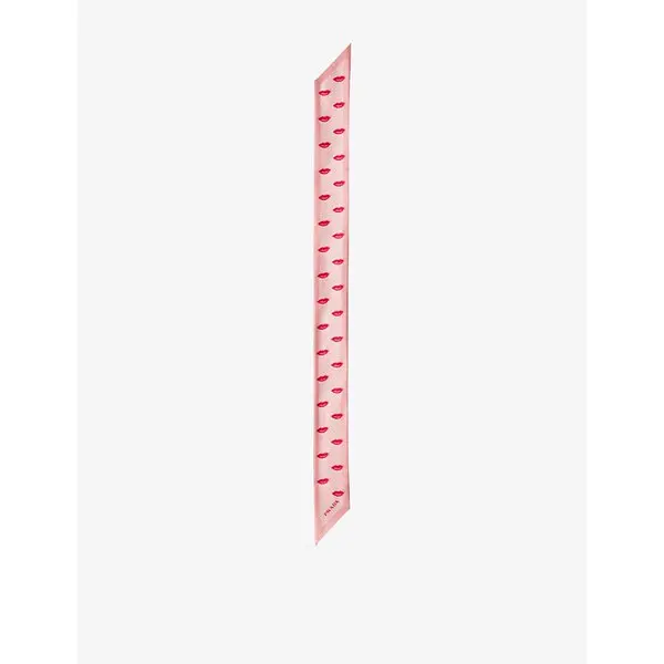 Prada Graphic-print Silk-twill Skinny Scarf - Pink