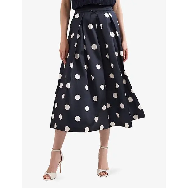 PHASE EIGHT Polka-dot Woven Midi Skirt