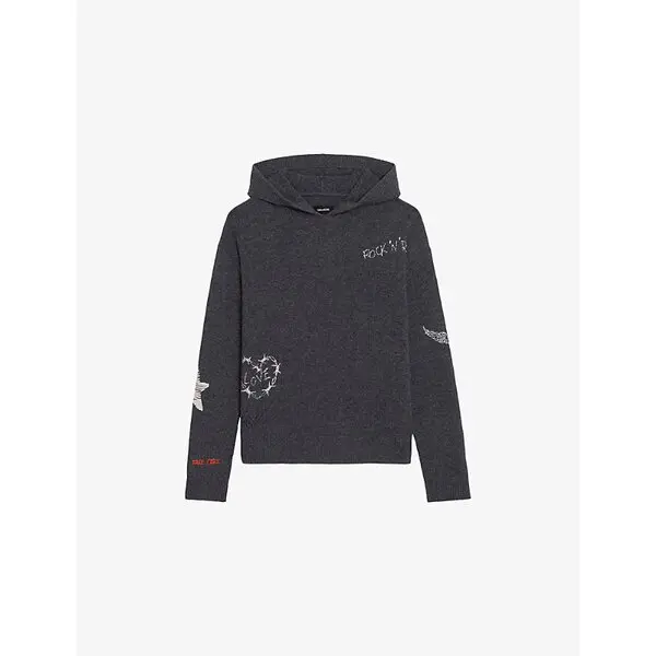 Zadig&Voltaire Intarsia-embroidered Cashmere Hoody