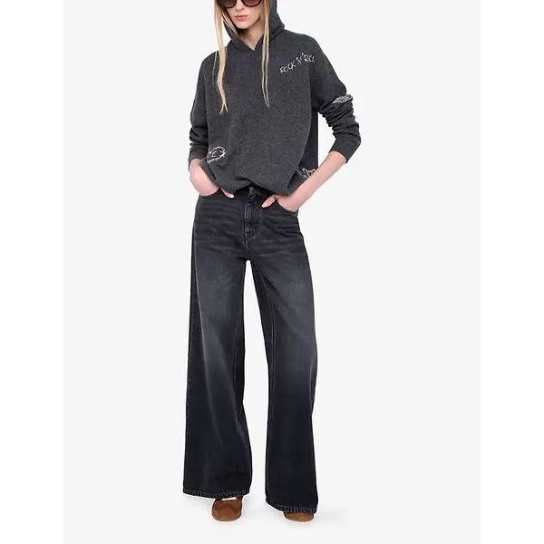 Zadig&Voltaire Intarsia-embroidered Cashmere Hoody