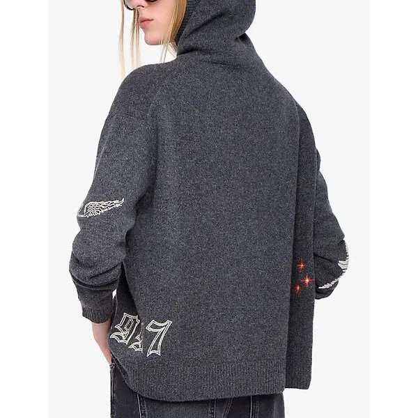 Zadig&Voltaire Intarsia-embroidered Cashmere Hoody
