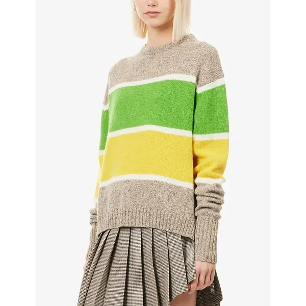 JW Anderson Striped Round-neck Wool Jumper