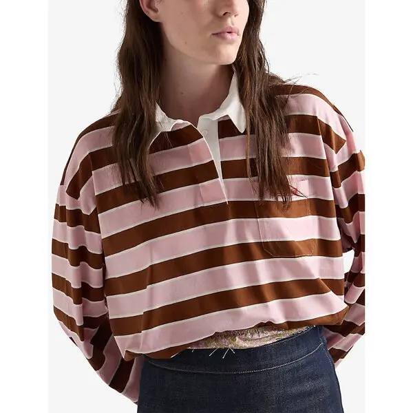 Prada Stripe-print Long-sleeve Cotton-jersey T-shirt - Pink