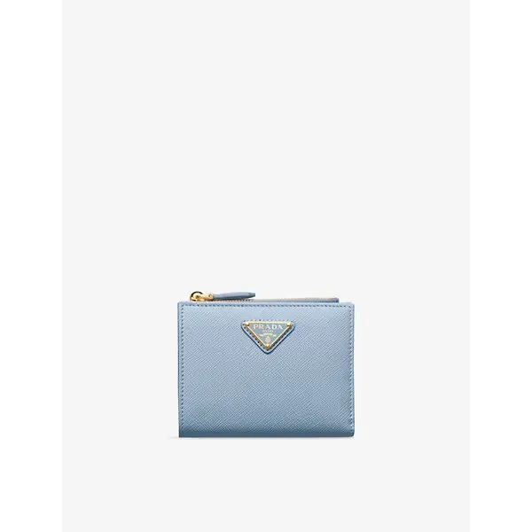 Prada Brand-plaque Small Leather Wallet - Light Blue
