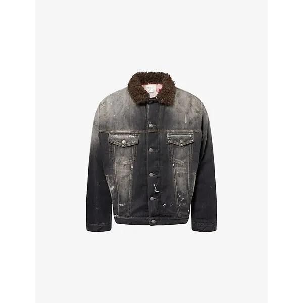 Acne Studios Faux-fur-collar Padded Denim Jacket - Black