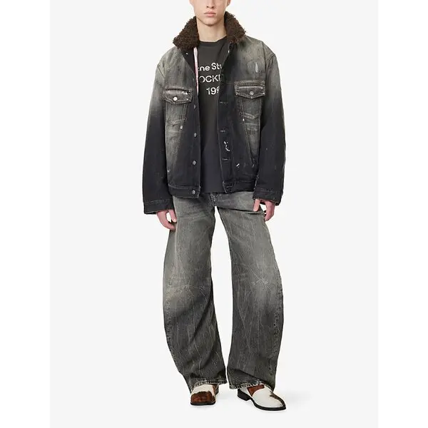Acne Studios Faux-fur-collar Padded Denim Jacket - Black