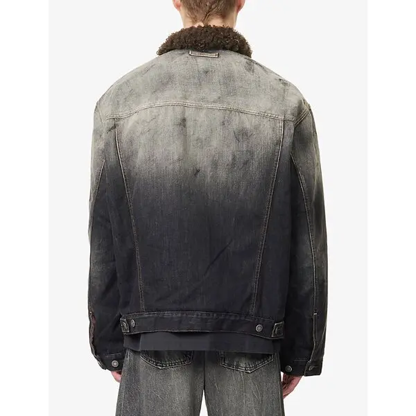 Acne Studios Faux-fur-collar Padded Denim Jacket - Black