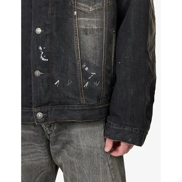 Acne Studios Faux-fur-collar Padded Denim Jacket - Black