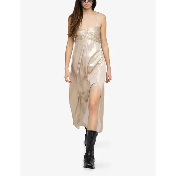 Zadig&Voltaire Rippie Pleated-bodice Satin Maxi Dress