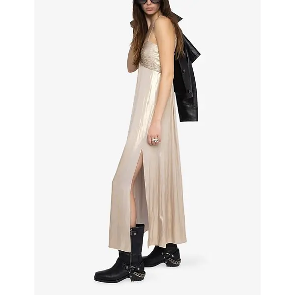 Zadig&Voltaire Rippie Pleated-bodice Satin Maxi Dress
