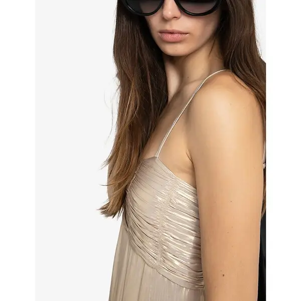 Zadig&Voltaire Rippie Pleated-bodice Satin Maxi Dress
