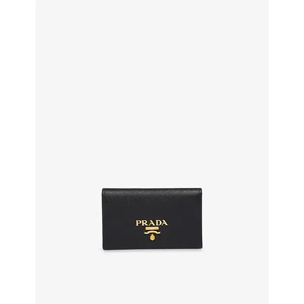 Prada Brand-embellished Leather Card Holder - Black