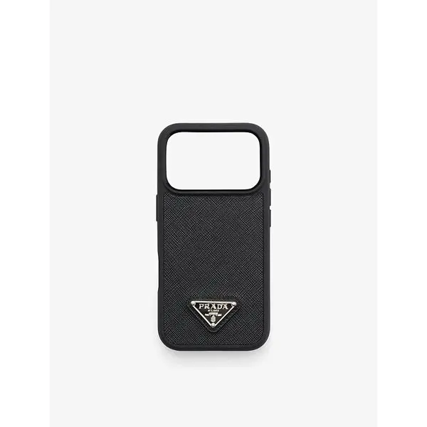 Prada Brand-plaque Leather Iphone 17 Pro Phone Case - Black