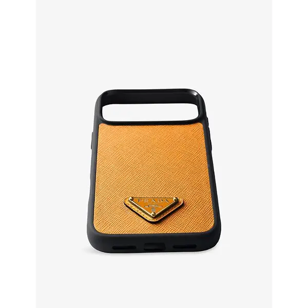 Prada Brand-plaque Leather Iphone 17 Pro Phone Case