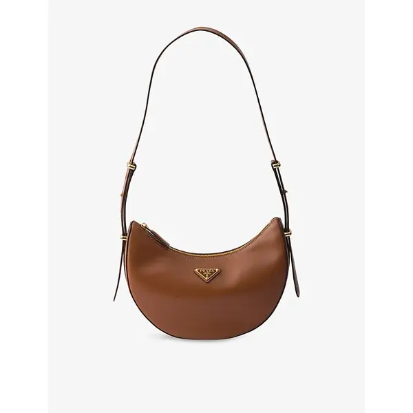Prada Arqué Small Leather Shoulder Bag - Brown