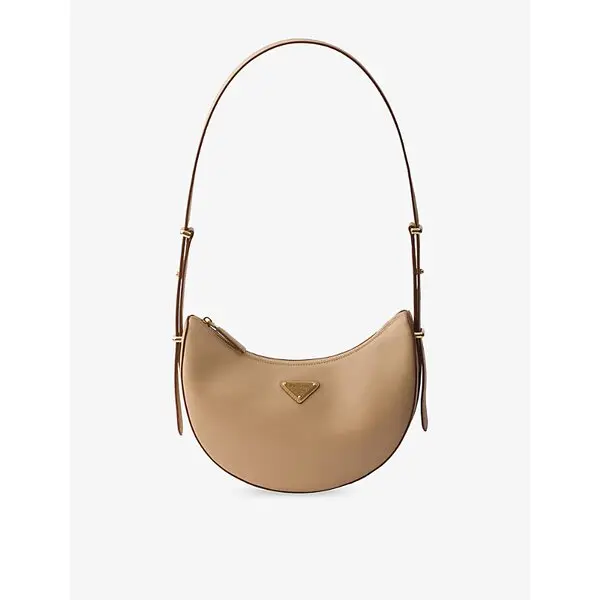 Prada Arqué Small Leather Shoulder Bag - Neutral