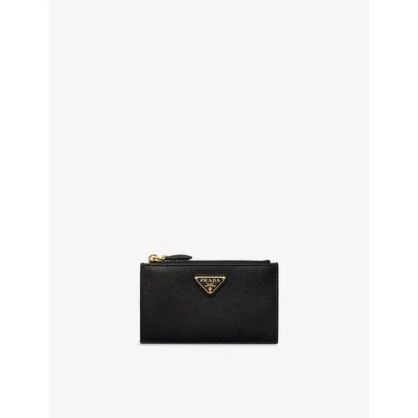 Prada Graphic-print Leather Card Holder - Black