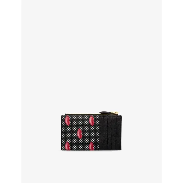 Prada Graphic-print Leather Card Holder - Black