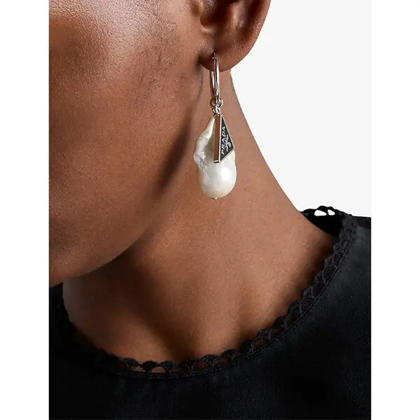 Prada Metal And Pearl Drop Earrings