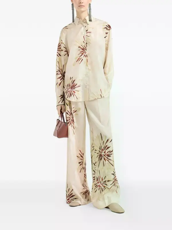 Brunello Cucinelli Silk Bloom Print Shirt