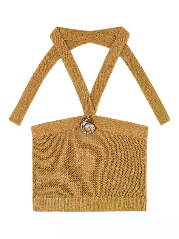 Alanui Halterneck Embellished Tank Top - Brown