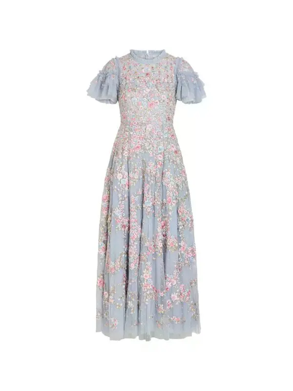 NEEDLE & THREAD Lunaria Floral-embroidered Tulle Gown