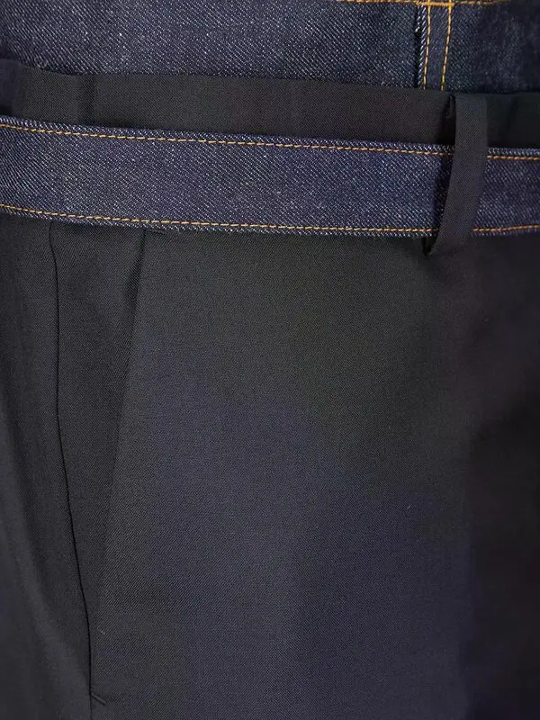 Sacai Tailored Trousers With Denim Trim - Black