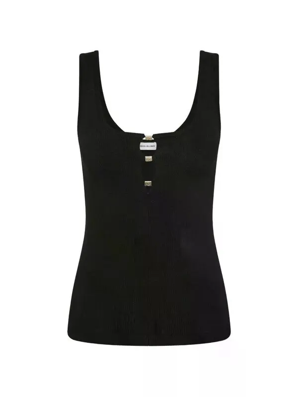 Rebecca Vallance Lorcan Ribbed Knit Scoop Neck Sleeveless Top - Black