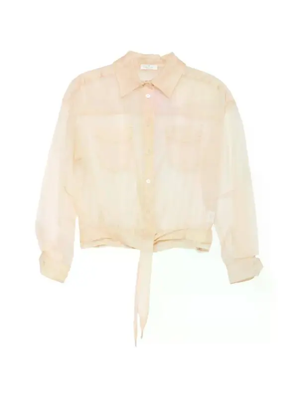 PANICALE Sheer Finish Button-up Shirt With Chest Pockets
