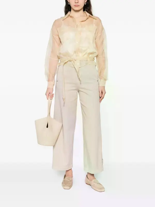 PANICALE Sheer Finish Button-up Shirt With Chest Pockets